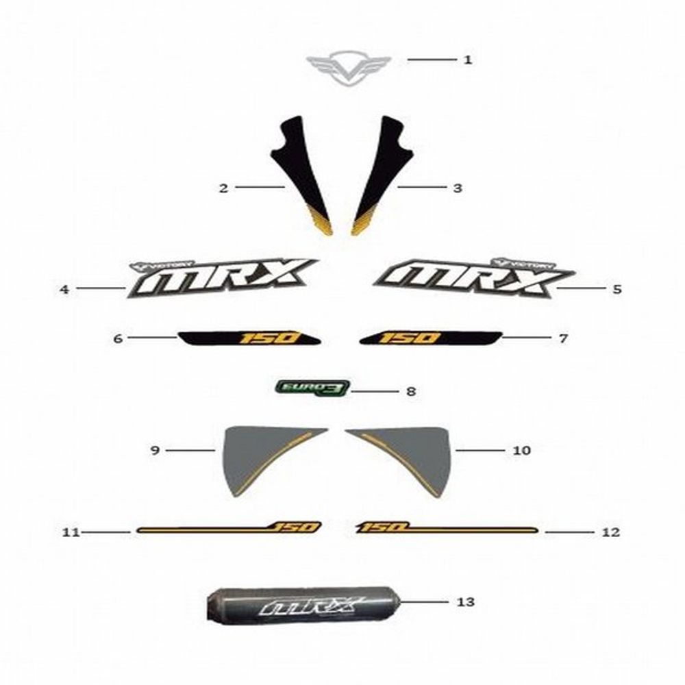 CALCOMANÍA ENFOCADOR SUPERIOR DERECHA MOTO NEGRO-AZUL ENDURO MRX 150-2021 VICTORY "PARA MOTO ...